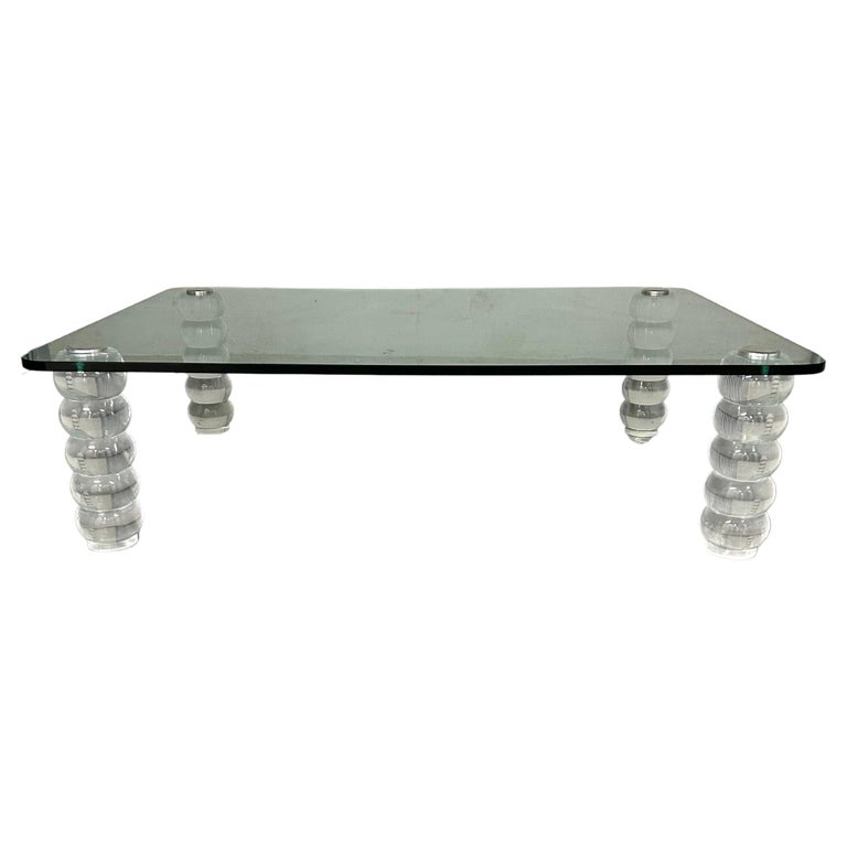 Vintage Lucite and Glass Coffee Table For Sale at 1stDibs