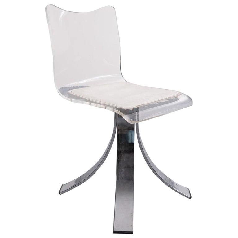 Vintage Lucite Desk Chair France, 1970s at 1stDibs