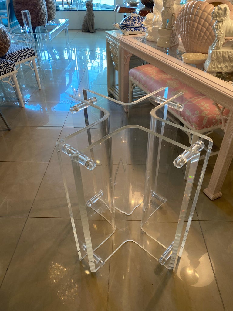 Vintage lucite Dining, Entry or Center Table Base Geometric Peg For ...
