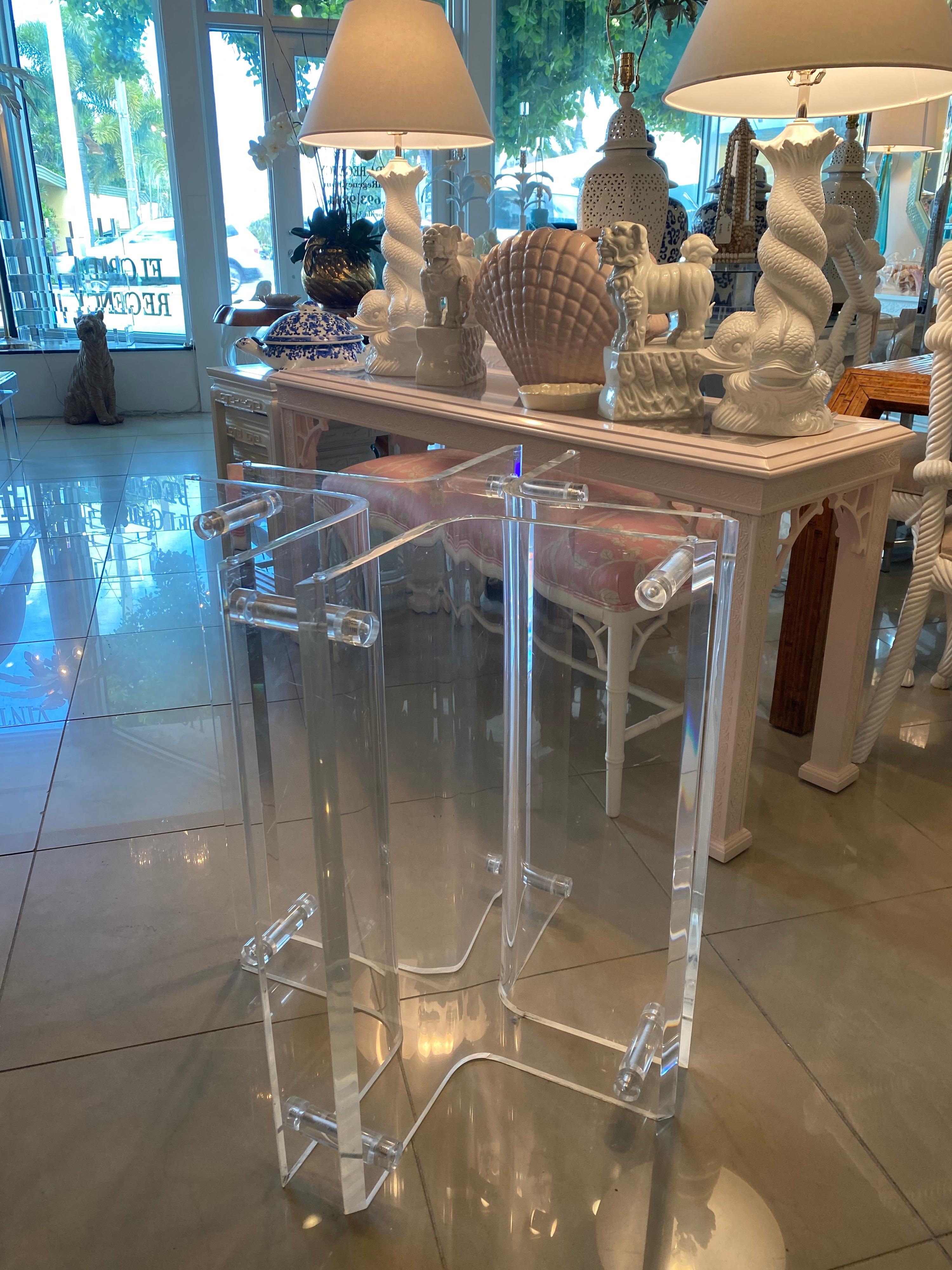 Vintage lucite Dining, Entry or Center Table Base Geometric Peg For ...