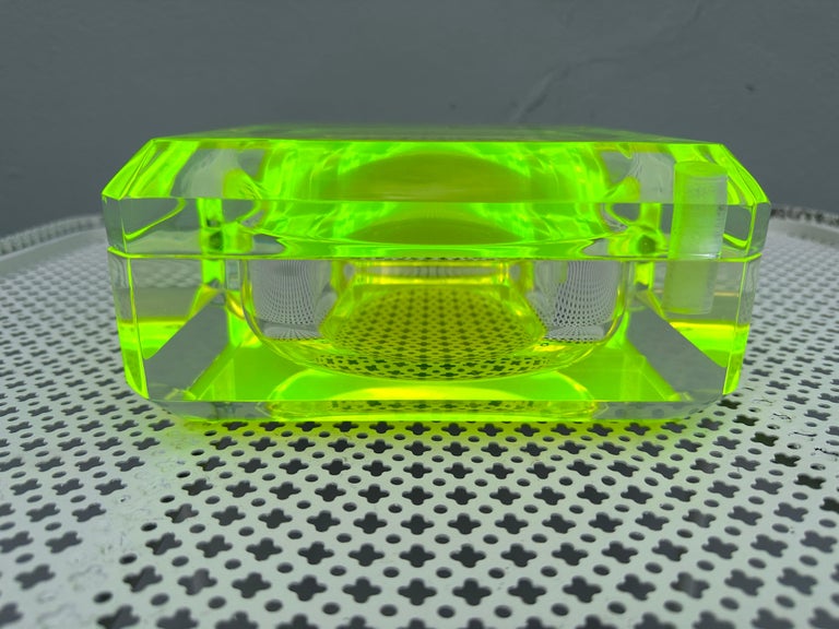 Vintage Lucite Faceted Swivel Top Candy Dish with Neon Infusion For ...