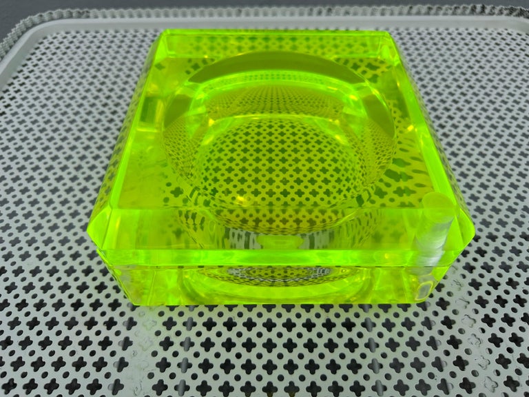 Vintage Lucite Faceted Swivel Top Candy Dish with Neon Infusion For ...