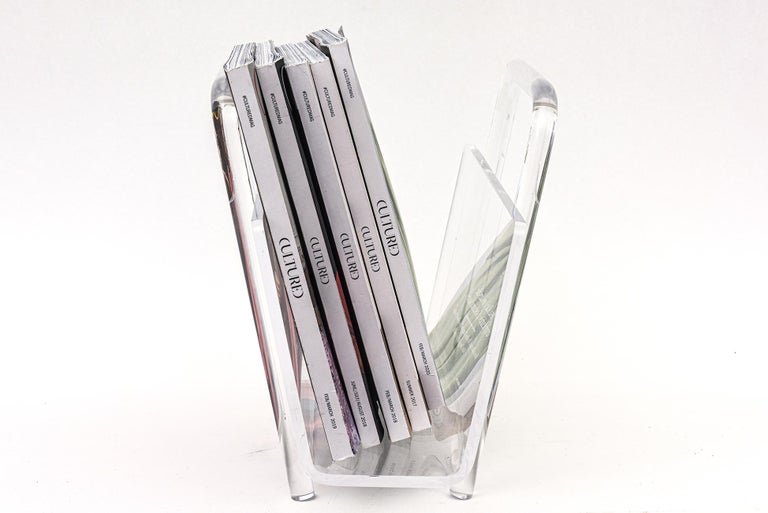 Vintage Lucite Magazine Stand and Rack With Handles Desk Accessory For ...
