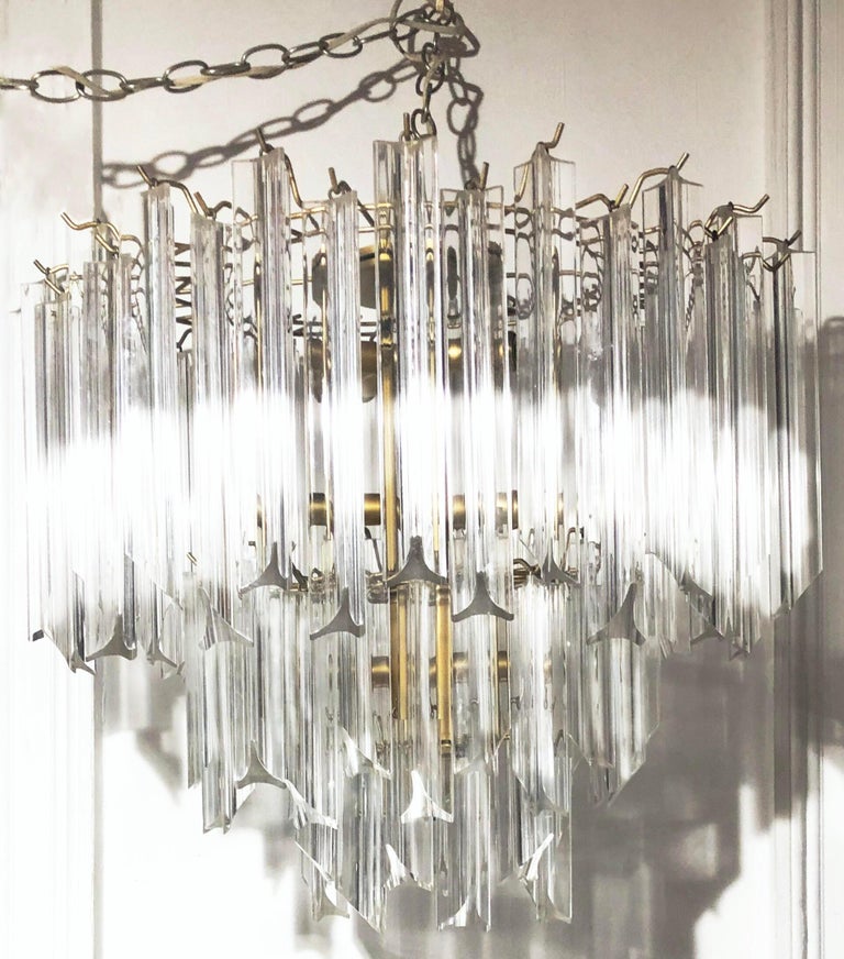 Vintage Lucite Three-Tier Chandelier, Triedre Style Hanging Lucite ...
