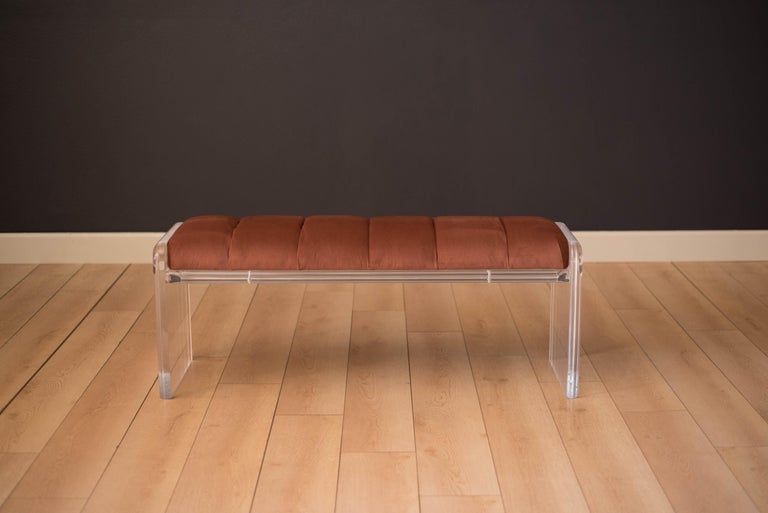 Vintage Lucite Tufted Copper Bench at 1stDibs