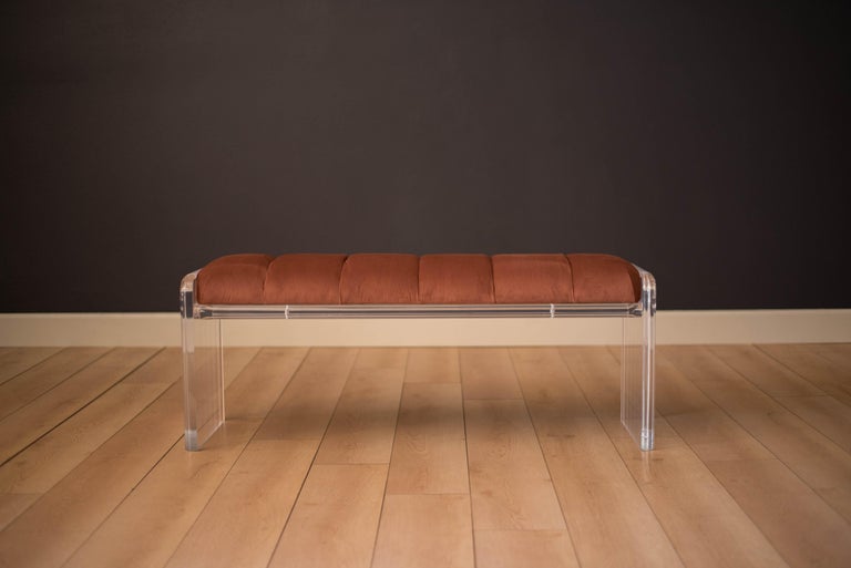 Vintage Lucite Tufted Copper Bench at 1stDibs