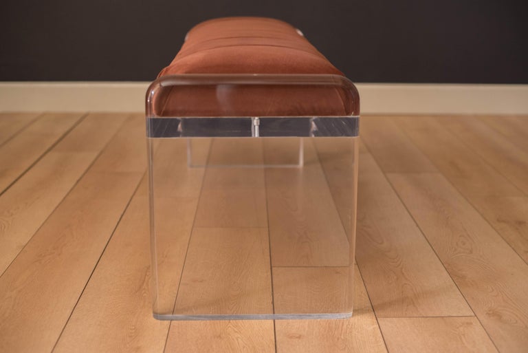 Vintage Lucite Tufted Copper Bench at 1stDibs
