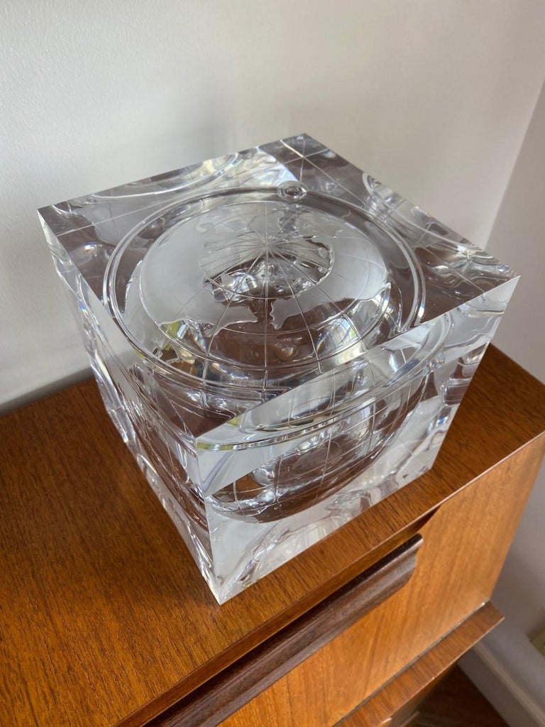 Vintage Lucite World Globe Ice Bucket by Alessandro Albrizzi 1960s ...