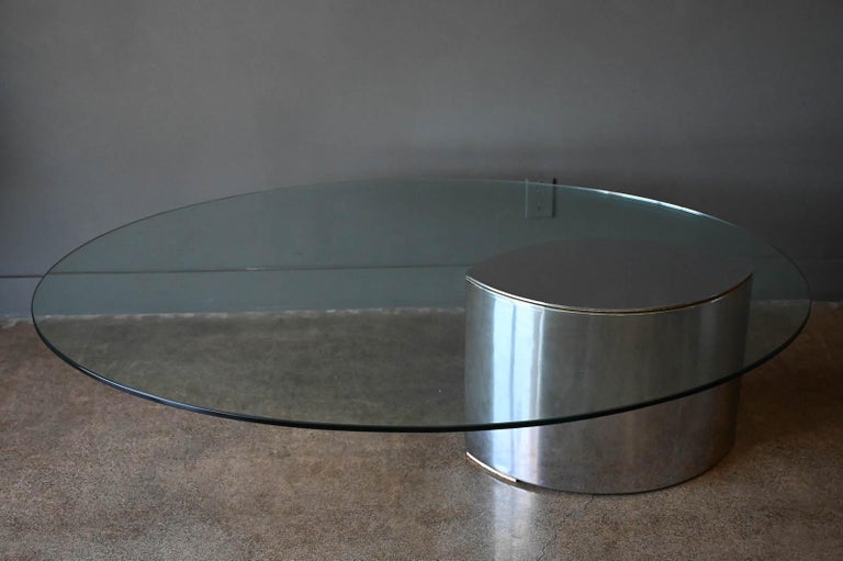 Vintage Cini Boeri for Knoll Lunario Oval Cantelivered Coffee Table, ca ...