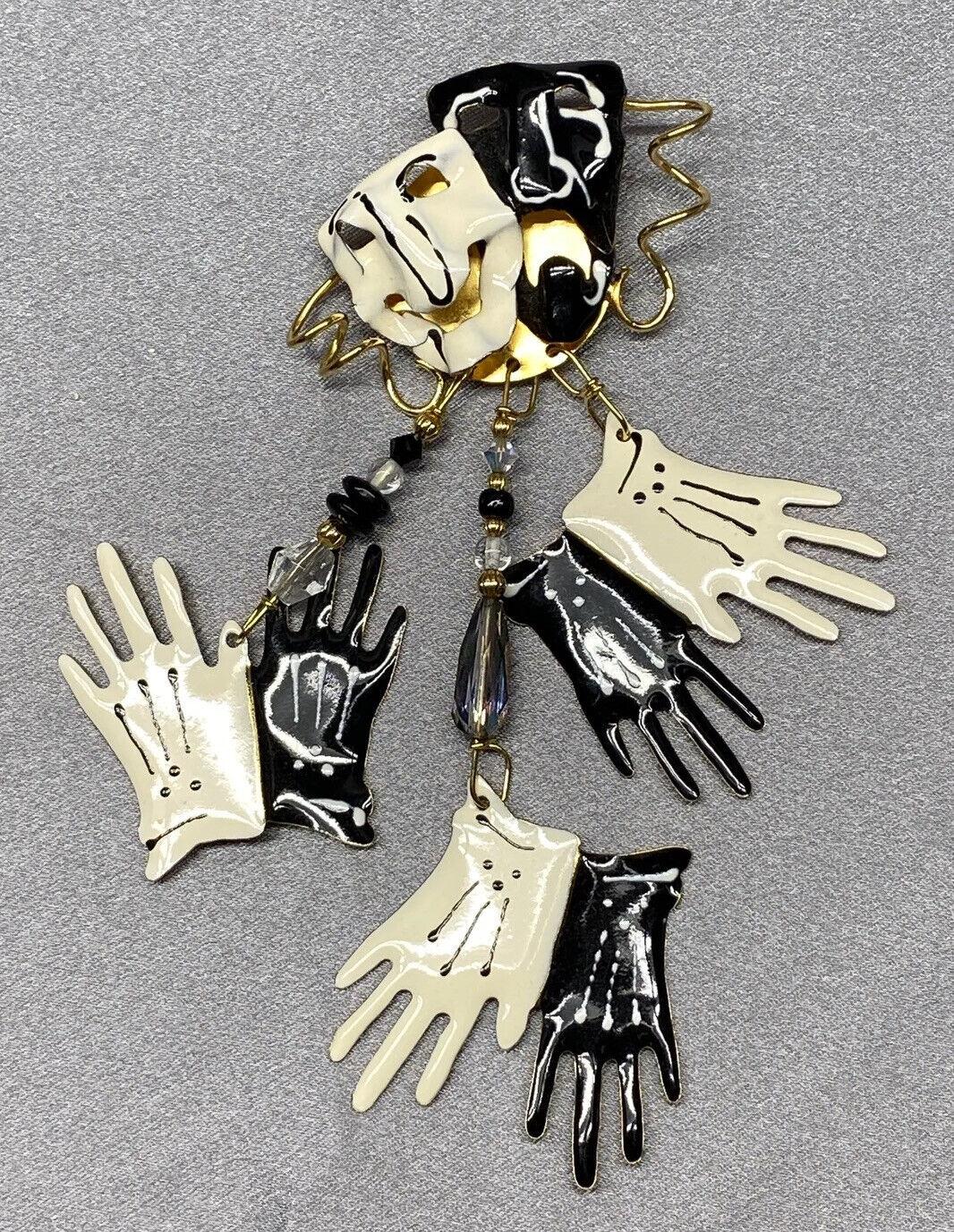 Vintage Lunch at The Ritz Signed Multi Charm Enamel Tragedy Comedy Mask ...