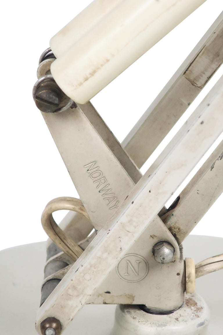 Vintage Luxo White Drafting Lamp with Fiberglass Shade For Sale at 1stDibs