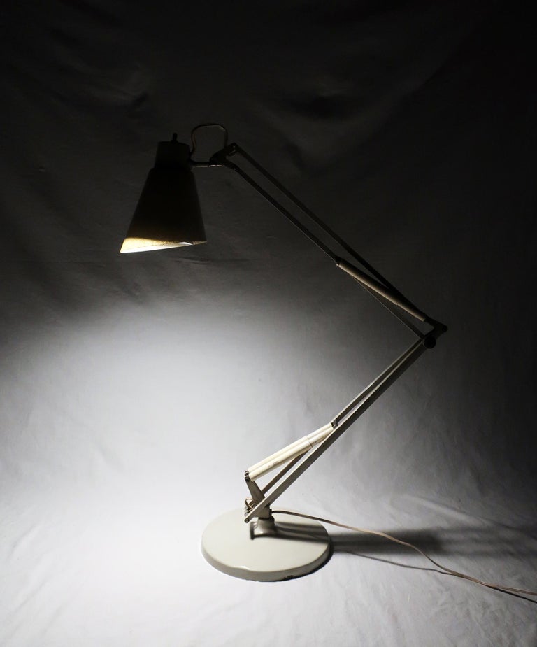 Vintage Luxo White Drafting Lamp with Fiberglass Shade For Sale at 1stDibs