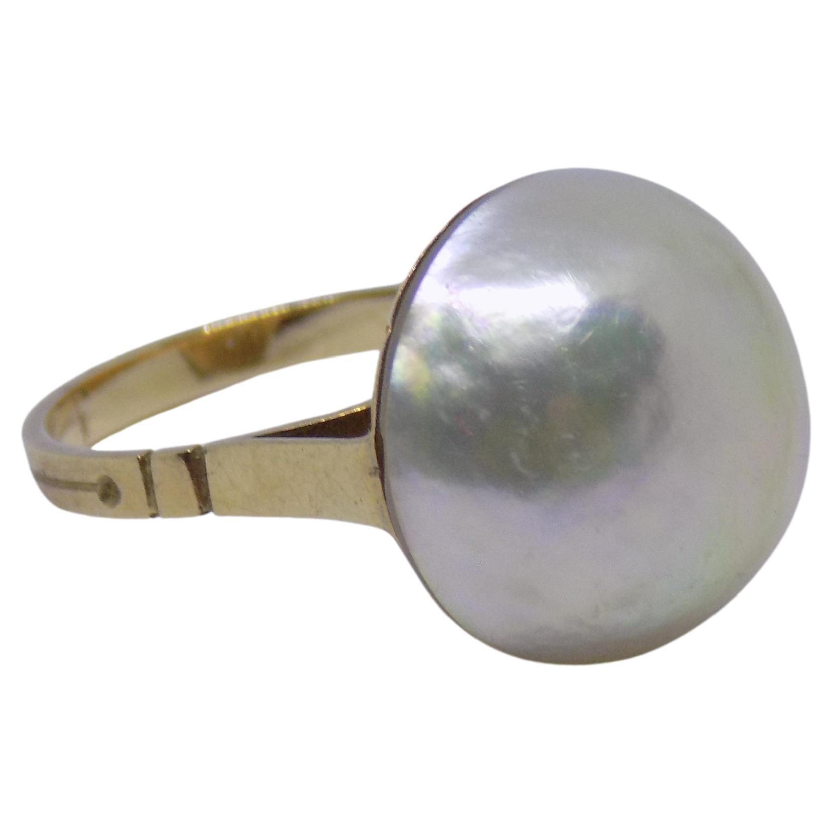 14 Karat Yellow Gold Mabe Pearl Ring For Sale at 1stDibs | mabe pearl ...