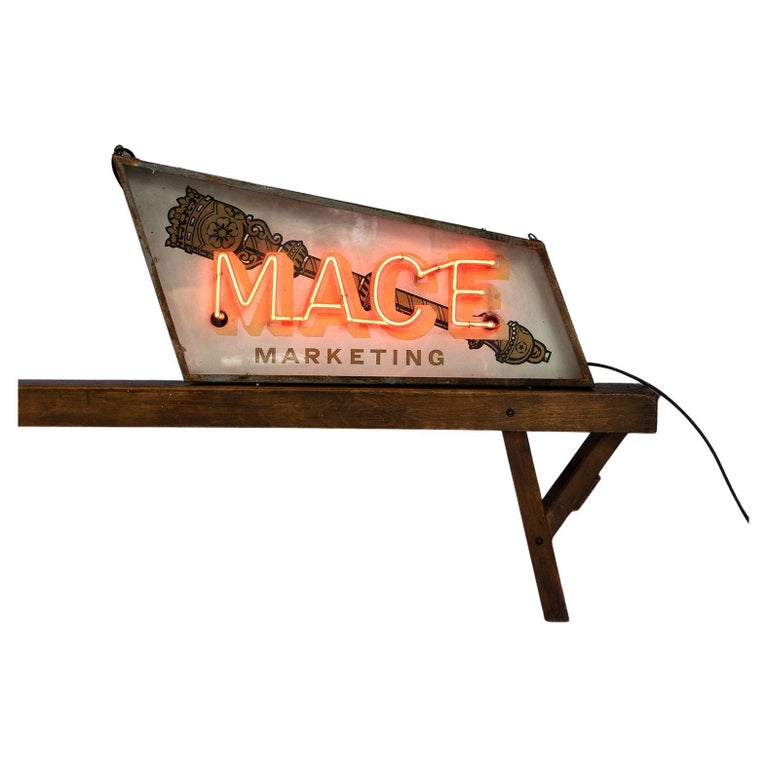 Vintage 'Mace Marketing' Neon Lightbox Advertising Sign, 1950s at 1stDibs