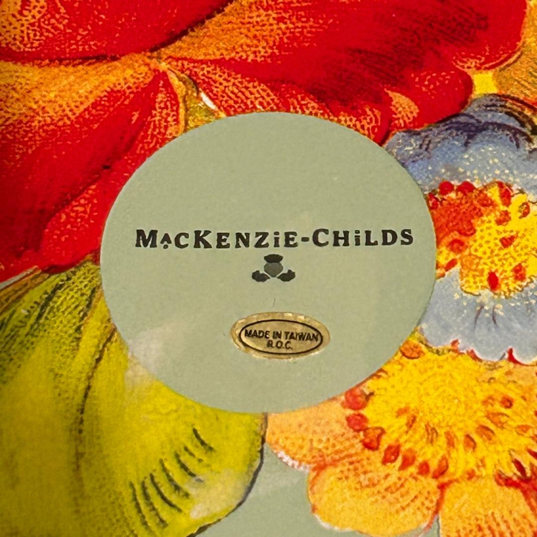 Vintage MacKenzie-Childs Green Enamelware Flower Platter / Serveware 16 ...