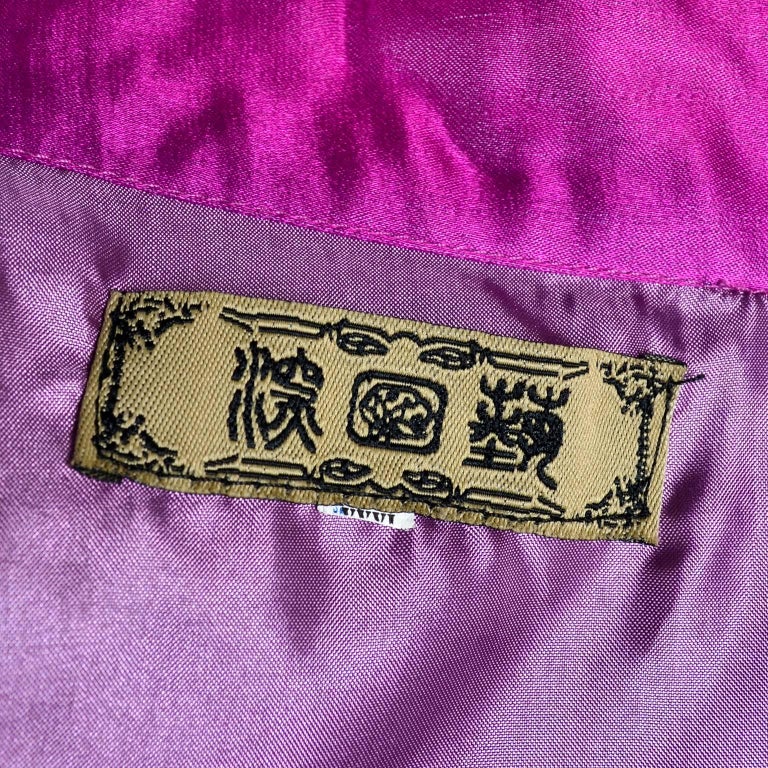 Vintage Magenta Pink Silk Chinese Jacket Embroidered w Colorful Flowers ...
