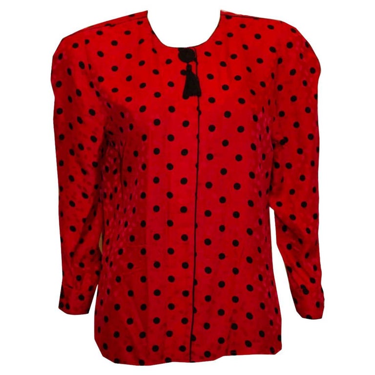 Vintage Maggy London Red Silk Top For Sale at 1stDibs