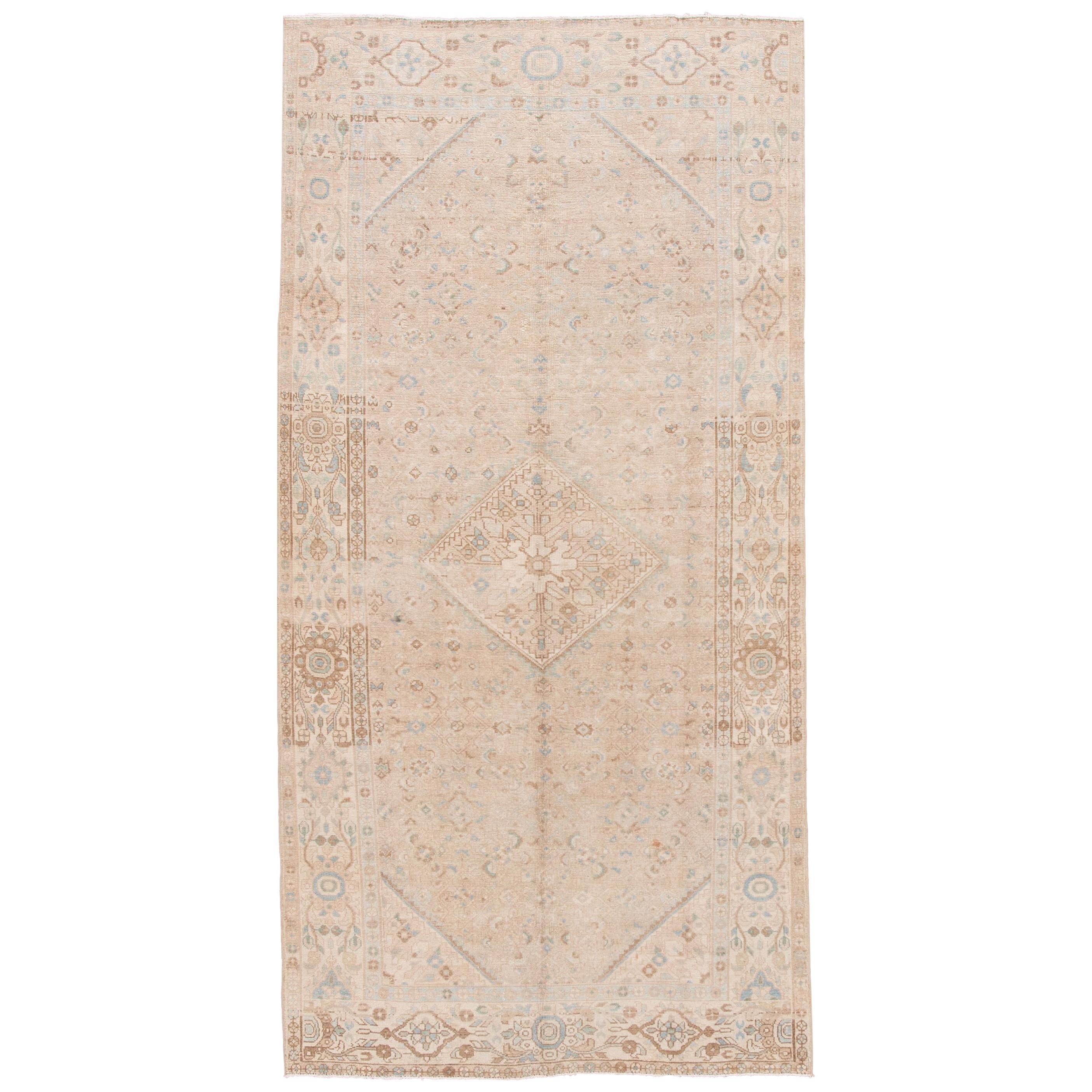 Vintage Mahal with Muted Neutral Tones Wool Rug. 5'1"x10'6" For Sale at ...