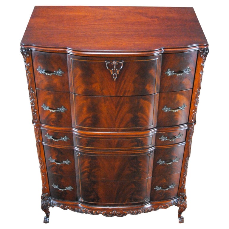 Vintage Mahogany Ball and Claw High Chest For Sale at 1stDibs