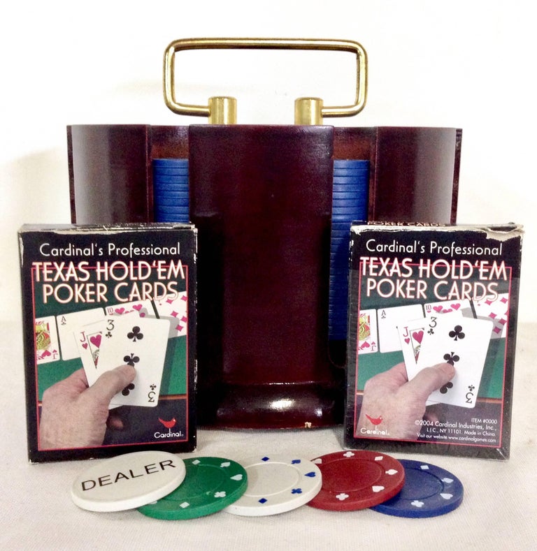 Vintage Mahogany and Brass Lazy Susan Poker Caddy at 1stDibs