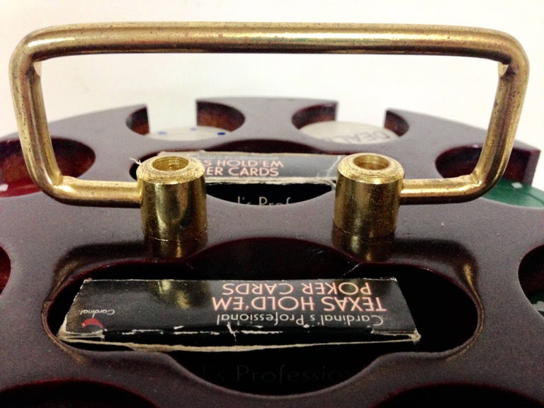Vintage Mahogany and Brass Lazy Susan Poker Caddy at 1stDibs