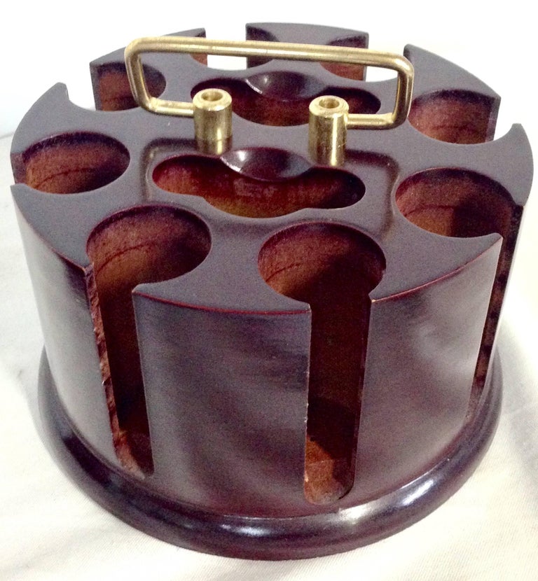 Vintage Mahogany and Brass Lazy Susan Poker Caddy at 1stDibs