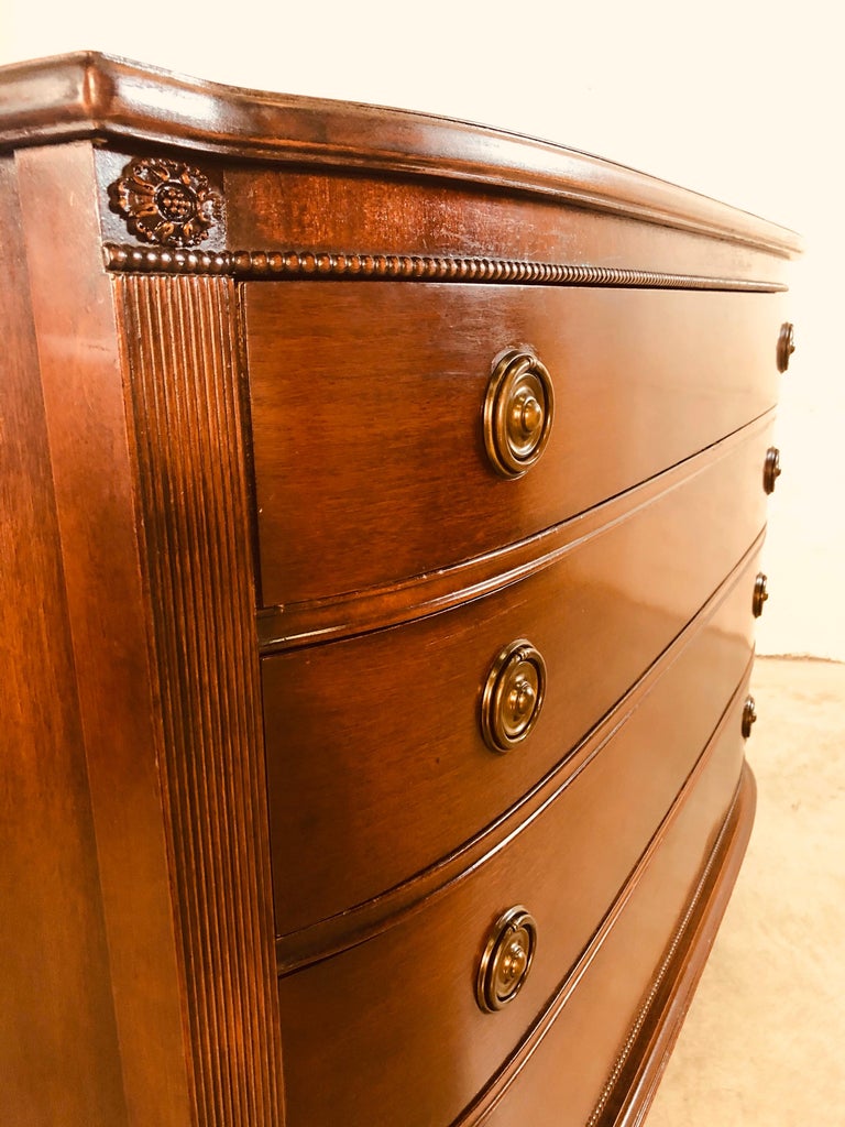 Vintage Mahogany Curved Front Federal Style Dresser at 1stDibs