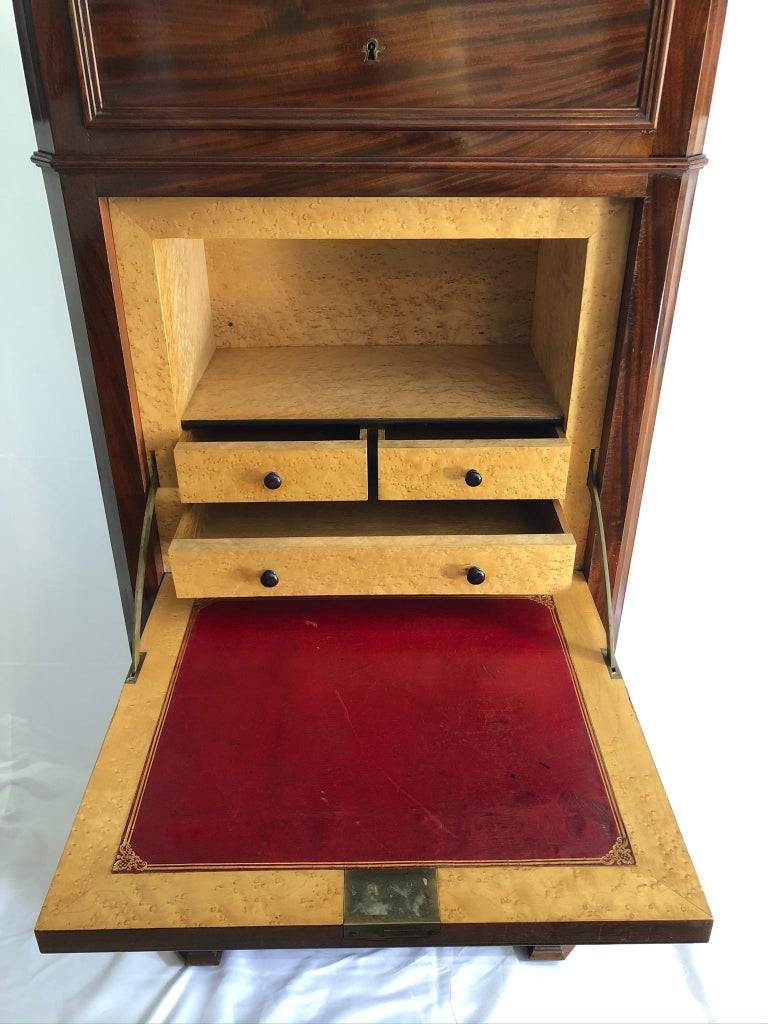 Vintage Mahogany Drop Front Desk High Chest of Drawers For Sale at 1stDibs