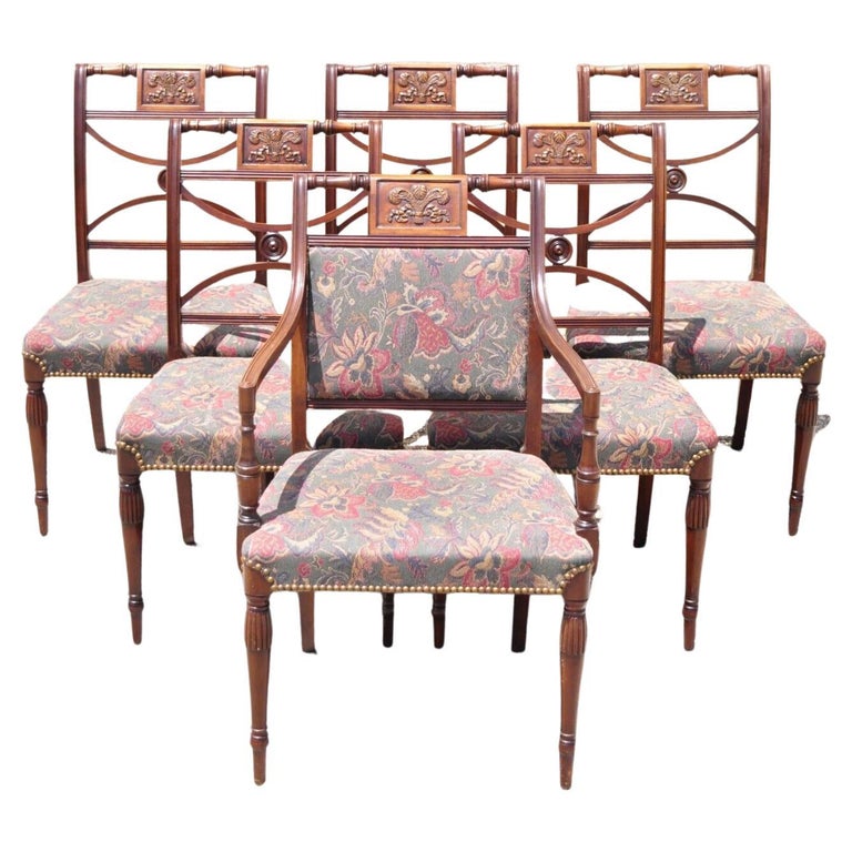 Vintage Mahogany English Sheraton Style Dining Chairs Prince of Wales ...