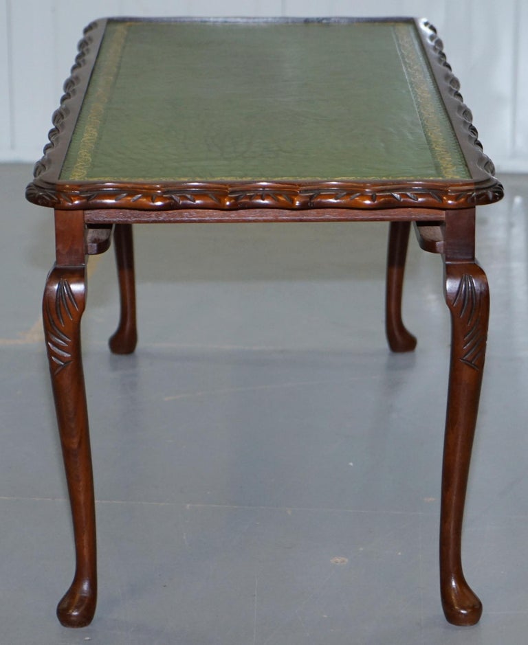 Vintage Mahogany and Green Leather Topped Coffee Table Plus 2 Nest of ...