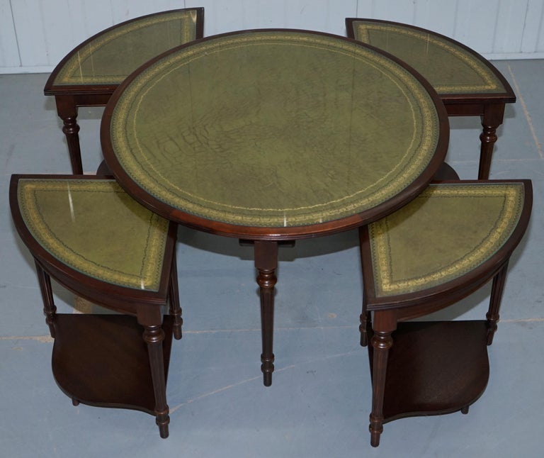Vintage Mahogany and Green Leather Topped Coffee Table Plus 4 Nest of ...