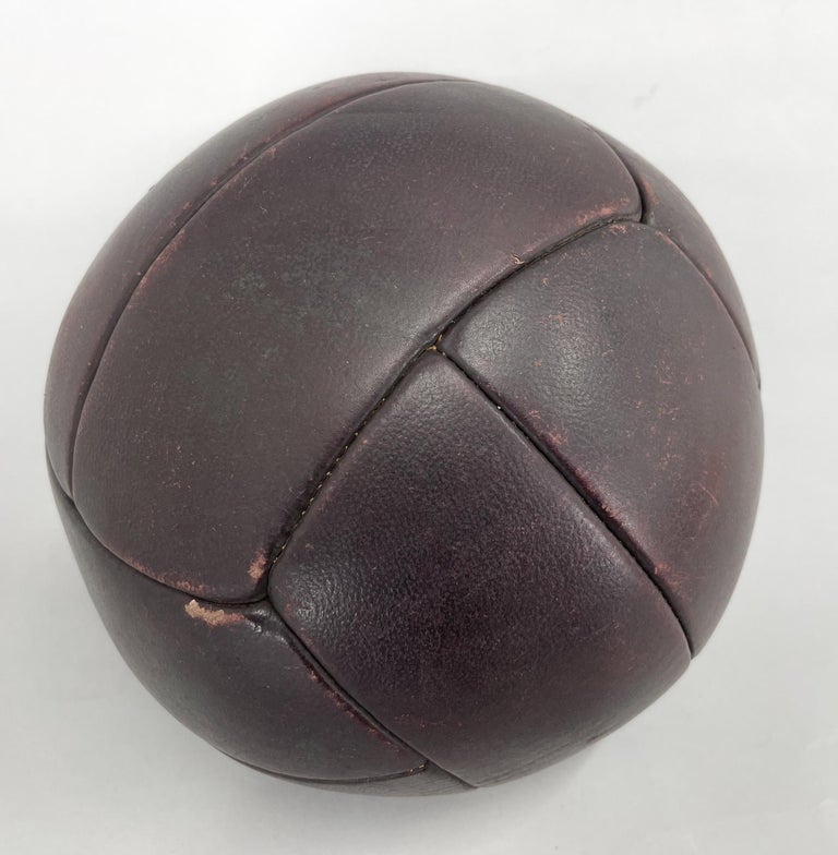 Vintage Mahogany Leather Medicine Ball, 1930s For Sale at 1stDibs