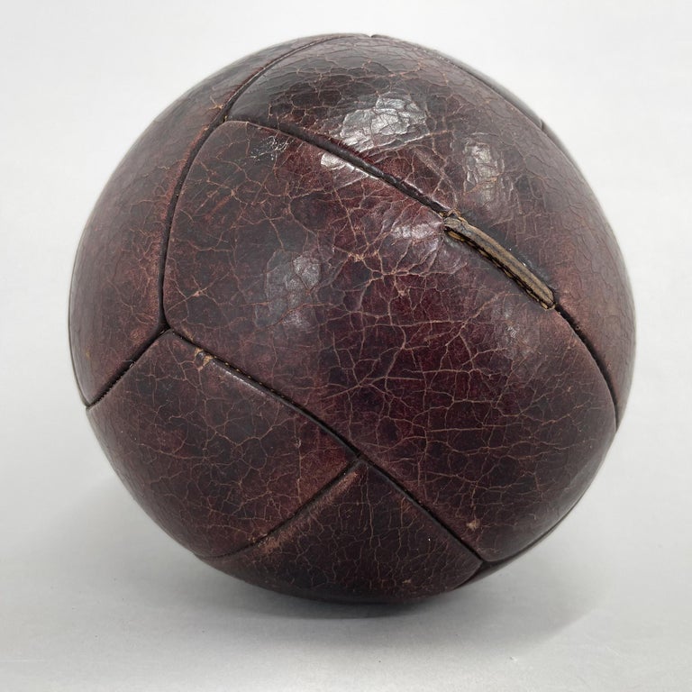 Vintage Mahogany Leather Medicine Ball, 1930s For Sale at 1stDibs