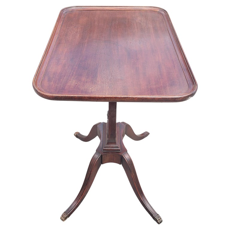 Vintage Mahogany Lyre Base Rectangular Side Table, C 1940s For Sale at ...