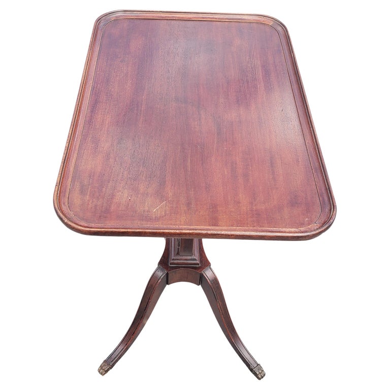 Vintage Mahogany Lyre Base Rectangular Side Table, C 1940s For Sale at ...