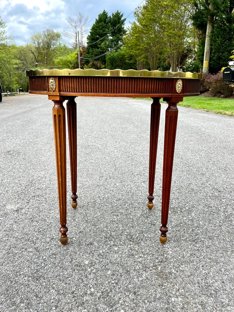 Vintage Mahogany Oval Side Table W/ Shaped Brass Gallery Made by Baker ...