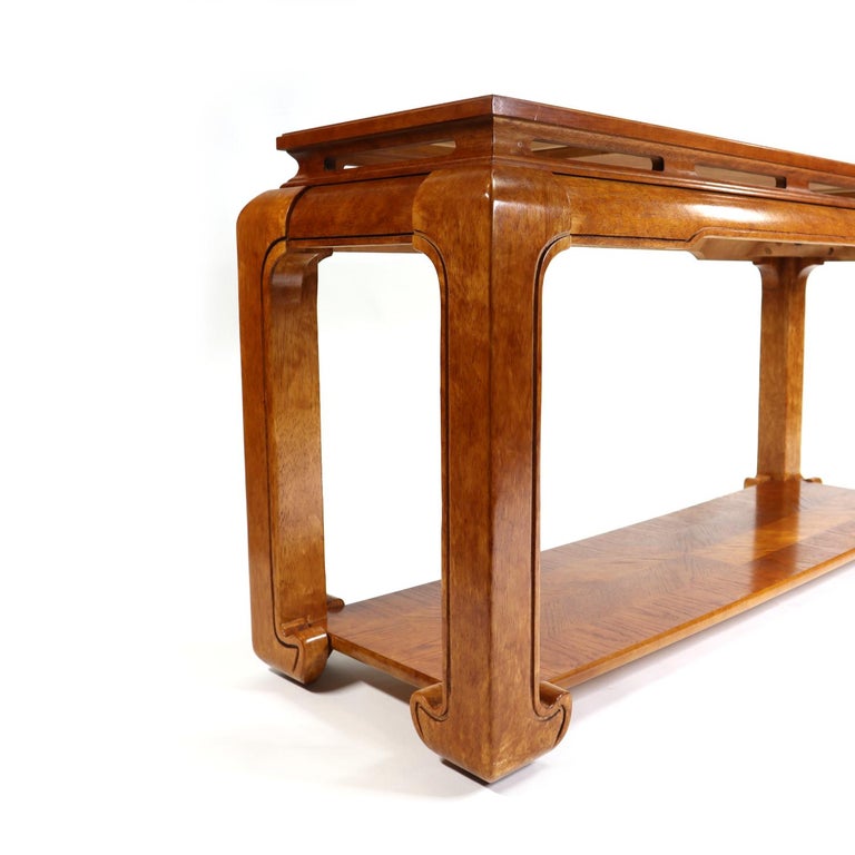 Vintage Mahogany Petite Asian Modern Chinoiserie Sofa Table Console at ...