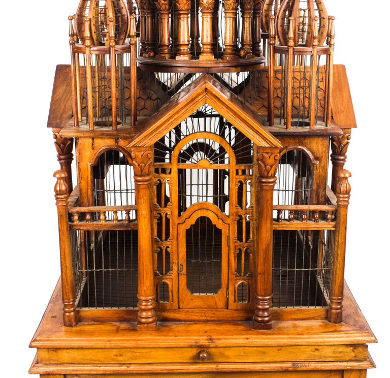 Vintage Mahogany Sacre Coeur Cathedral Bird Cage on Stand, 20th Century ...