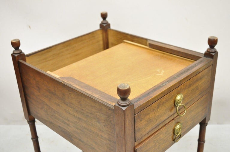 Vintage Mahogany Sheraton Style 2 Drawer Georgian Side End Table For ...
