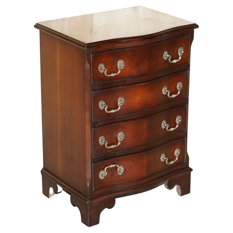 Vintage Hardwood Side End Lamp Table Sized Serpentine Fronted Chest of ...