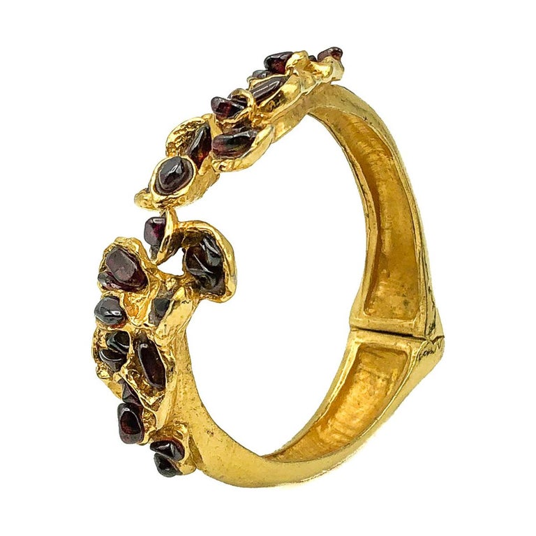 Vintage Maison Goossens Tumbled Garnet Clamper Cuff 1980s For Sale at ...