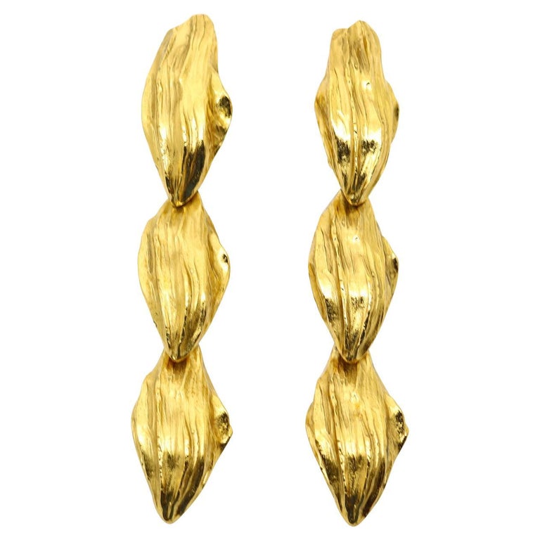 Vintage Maison Goossens Yves Saint Laurent YSL Gold Earrings, Circa ...
