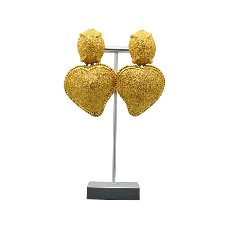 Vintage Maison Goossens Yves Saint Laurent YSL Gold Heart Earrings ...