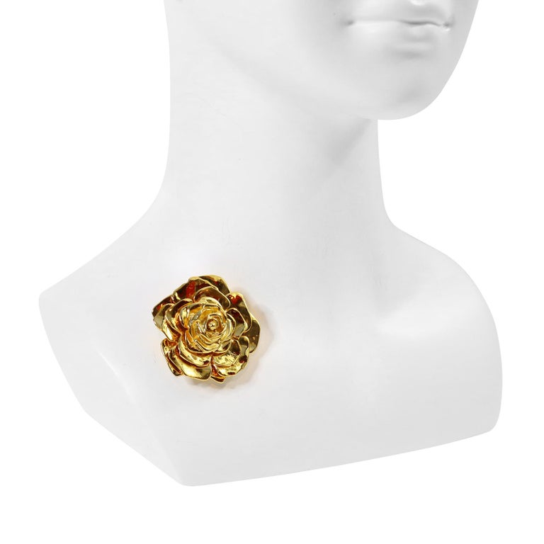 Vintage Maison Goossens Yves Saint Laurent YSL Gold Tone Flower Brooch ...