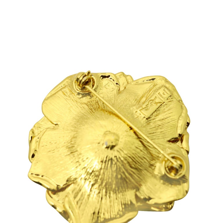 Vintage Maison Goossens Yves Saint Laurent YSL Gold Tone Flower Brooch ...