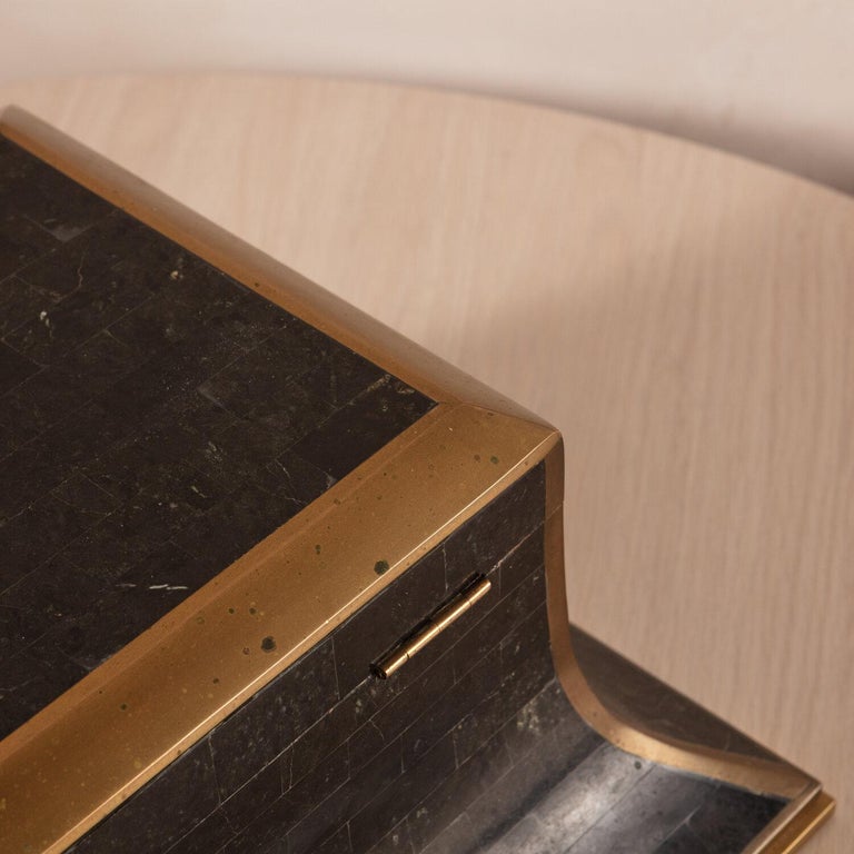 Vintage Black Tessellated Stone Box Brass Trim by Maitland Smith For ...