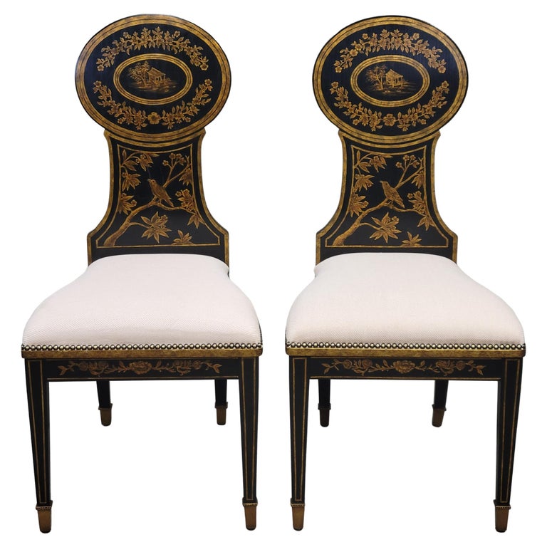 Vintage Maitland Smith Chinoiserie Side Accent Chairs, a Pair For Sale ...