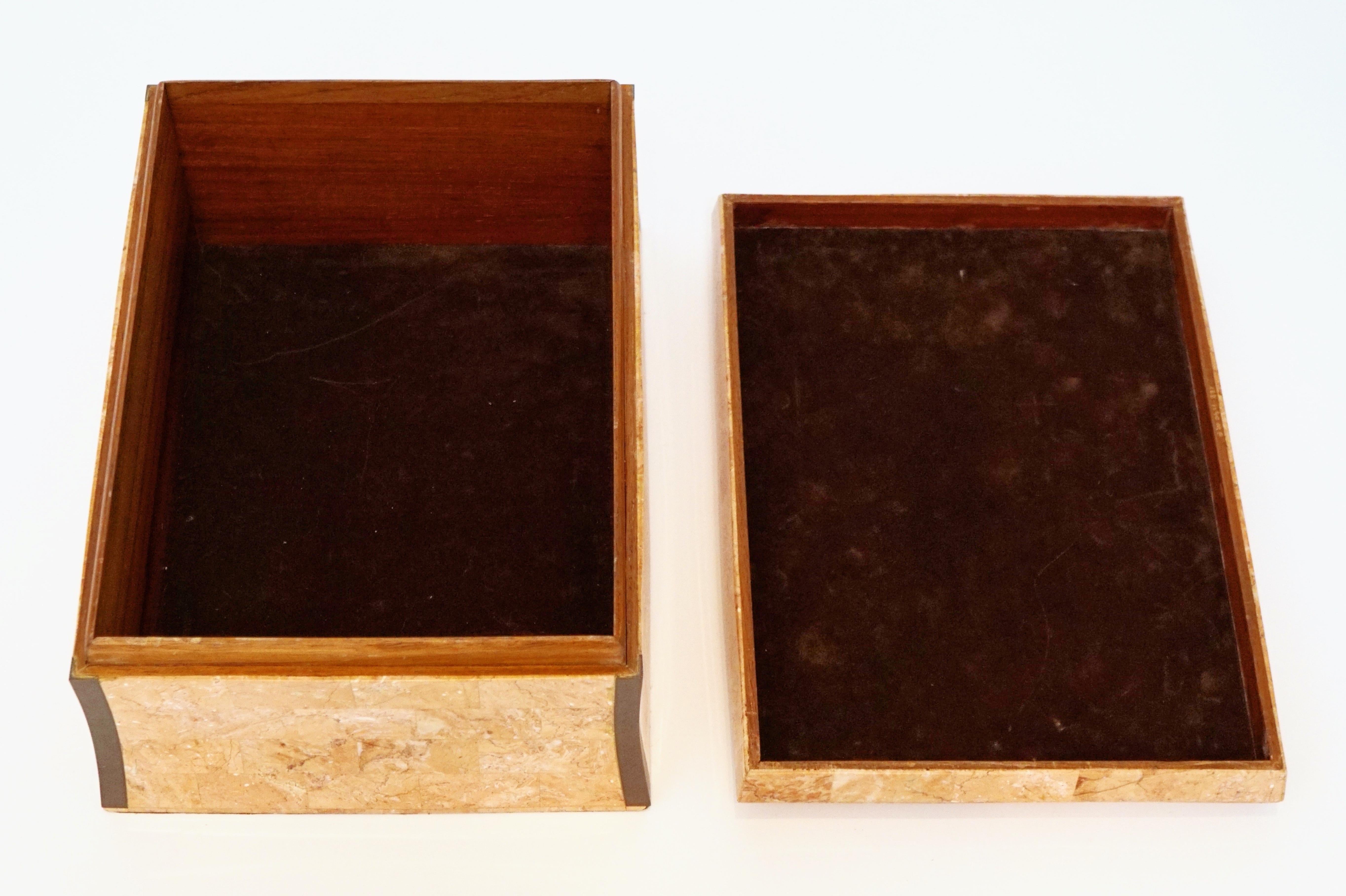 Vintage Maitland Smith Large Tessellated Stone and Brass Box at 1stDibs