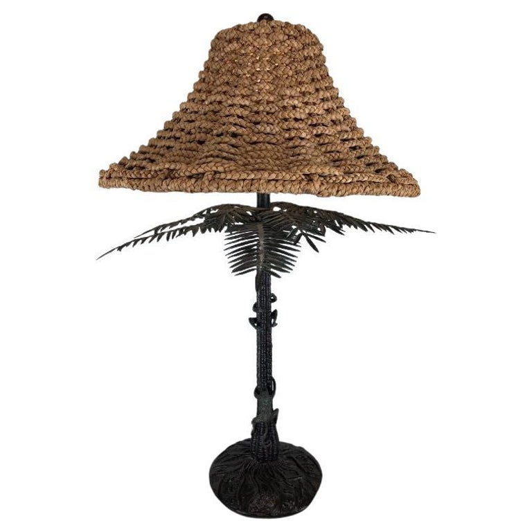 MAITLAND SMITH Monkeys Climbing Palm Tree Bronze Lamp For Sale at ...