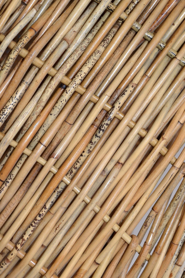 Vintage Maitland Smith Wicker Reed, Wrought Iron, Glass and Brass Lion ...